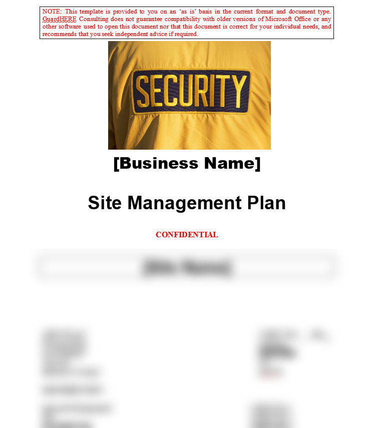 Site Management Plan - GuardHERE Consulting - Security Consultant Melbourne